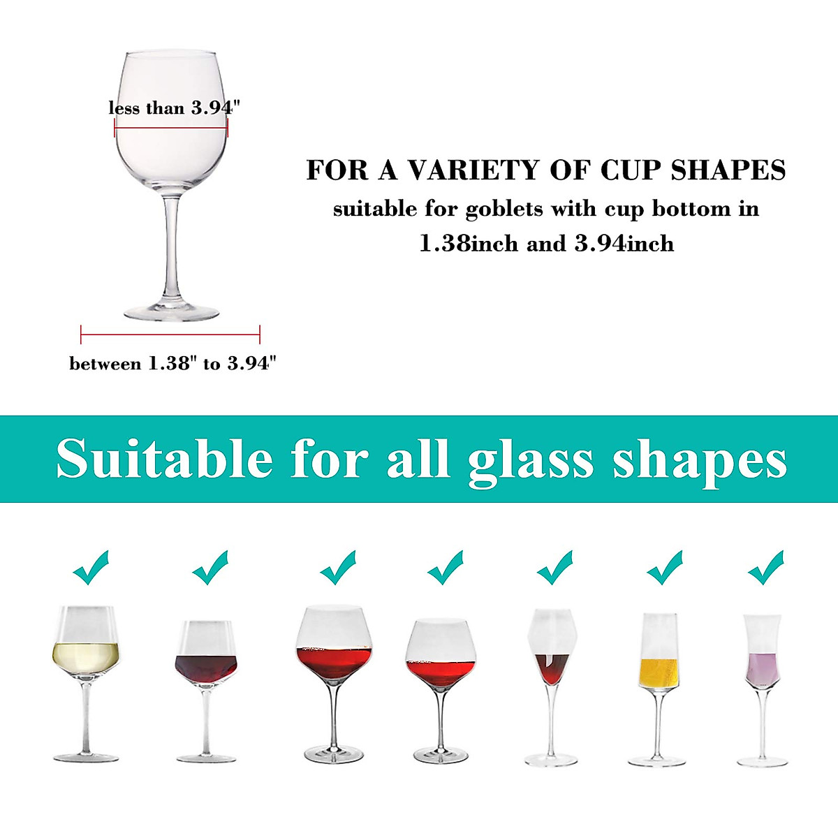 MOCOUM Wine Glasses Rack Under Cabinet Stemware Rack, Wine Glass Hanger Rack Wire Wine Glass Holder Storage Hanger for Cabinet Kitchen Bar (Black, 5 Rows 1 Pack)