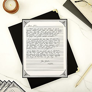 48 Sheets Fancy Vintage Style Lined Letter Writing Paper with Antique Border Design, 8.5 x 11 Inch Aged Stationery for Letters, Invitations
