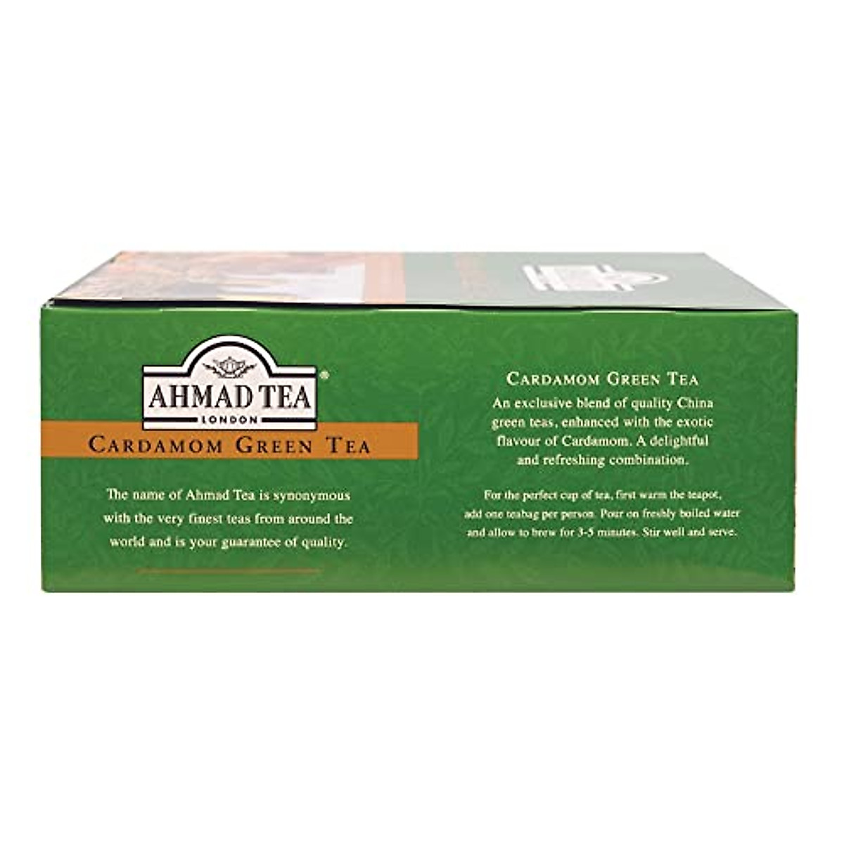 Ahmad Tea Green Tea, Cardamom Teabags, 100 ct (Pack of 1) - Caffeinated & Sugar-Free