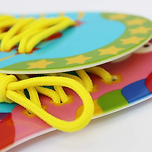 NUOBESTY Learn to Tie Shoes Children Shoelace Threading Teaching Toys Early Educational Teaching Aids, 4 Pieces