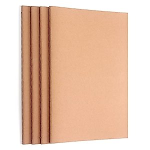 4 Pack Blank Kraft Notebooks, Blank Paper Sketchbooks for Drawing Doodling Writing,Travel Journal Set, 68 Pages, 34 Sheets, 8.1x5.5 Inch, A5 Size, Travel Journal Set, for Gifts, Students and Office Supplies