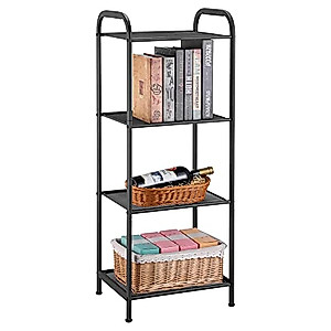 MAX Houser Storage Rack with Shelf,Industrial Style Extendable Plant Stand, Standing Shelf Units for Kitchen, Bathroom, Office,Living Room, Balcony, Kitchen (Charcoal Gray, 4 Tier)