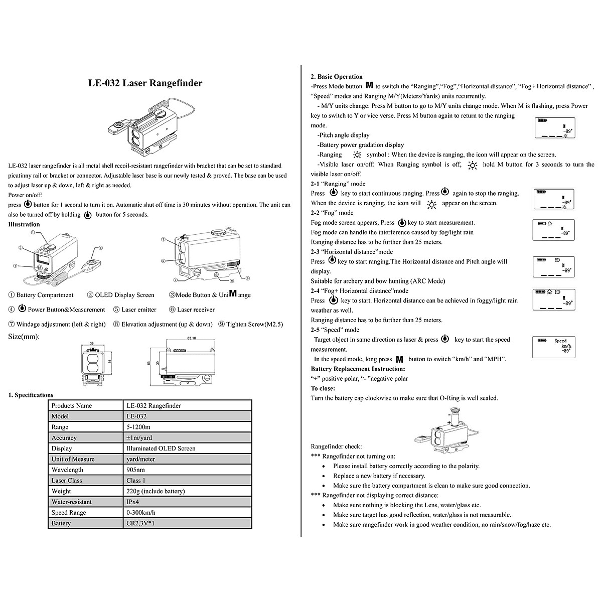 LaserWorks LE-032 Riflescope Mate rangefinder 700M Mini Tactical Outdoor Hunting Shooting Range Finder Archery Crossbow Sight Target Scope Camouflage