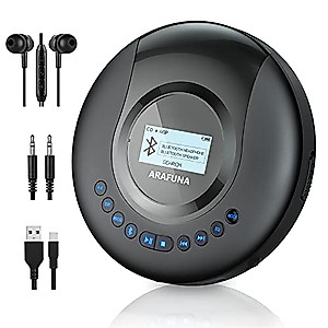 CD Player Portable, ARAFUNA Bluetooth CD Player for car, 2000mAh Rechargeable Portable CD Player with LCD Screen, Anti Shock Protection Walkman CD Player with Headphone -Upgraded