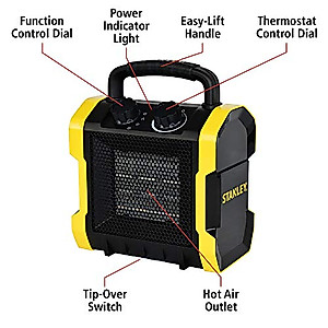 STANLEY 5100 BTU, 1500W Heavy-Duty Electric Heater, ST-222A-120, Black, Yellow