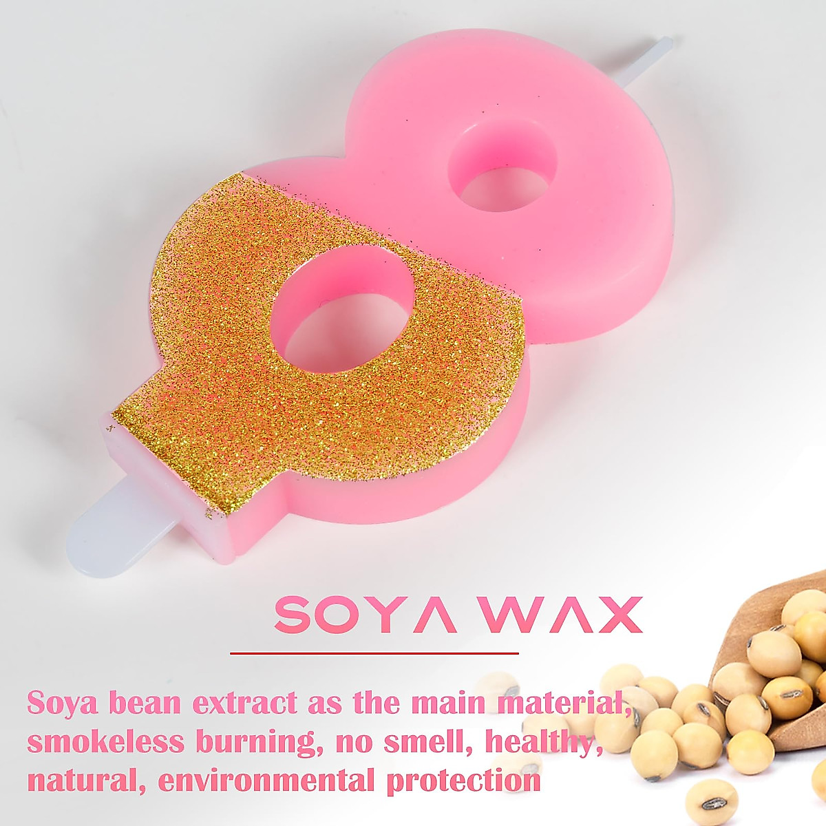 Hongplus Pink Glitter 1st Birthday Candles, Number 1 Candle, Cakes Candle, Candles for Cake, Happy 1st Birthday Cake Topper Decorations for Girls First Birthday Anniversary Wedding Party