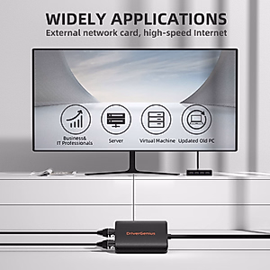 DriverGenius USB 3.0 to Dual Port Gigabit Ethernet Adapter NIC w/USB Port - Compatible for Windows 11, macOS 15 (CU200)