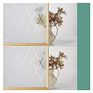 XENITE Window Privacy Film Lattice Frosted Window Film Window Privacy Film Static Cling Window Opaque Glass Sticker Non Adhesive one Way Window Film Window (Color : 75x100 Cm)