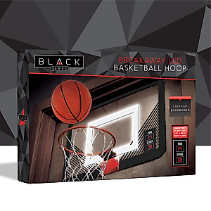 Black Series The LED Light-Up Basketball 18 Inch Hoop Sports Game with Mini Ball for Indoor/Outdoor Play During The Day or Night -Slam Dunk Approved