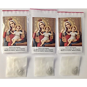 LOT OF 3 (THREE) CARMEL SCAPULAR MEDALS (OUR LADY OF MOUNT CARMEL - VIRGIN OF CARMEL)- THE PATRON SAINTS MEDALS- 100% MADE IN ITALY