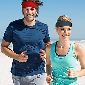 8 Pcs Sports Headbands for Men Women Absorbent Head Sweatbands Cooling Workout Headband Stretchy Unisex Hairband for Yoga Running Cycling Softball Football Fitness Exercise Soft