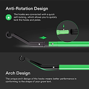 VIVOSUN Grow Tent High CFM Kit, Green Pole Range of 24"-48", Suitable for 2'x2', 3'x3', 4'x2' and 4'x4'Grow Tent, 4-Pack