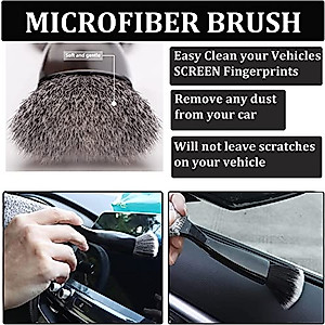 Jerbor 2Pack Double Head Brush for Car Clean,2 in 1 Car Duster for Detailing Interior,Car Air Vents Dashboard Screen Clean Brush