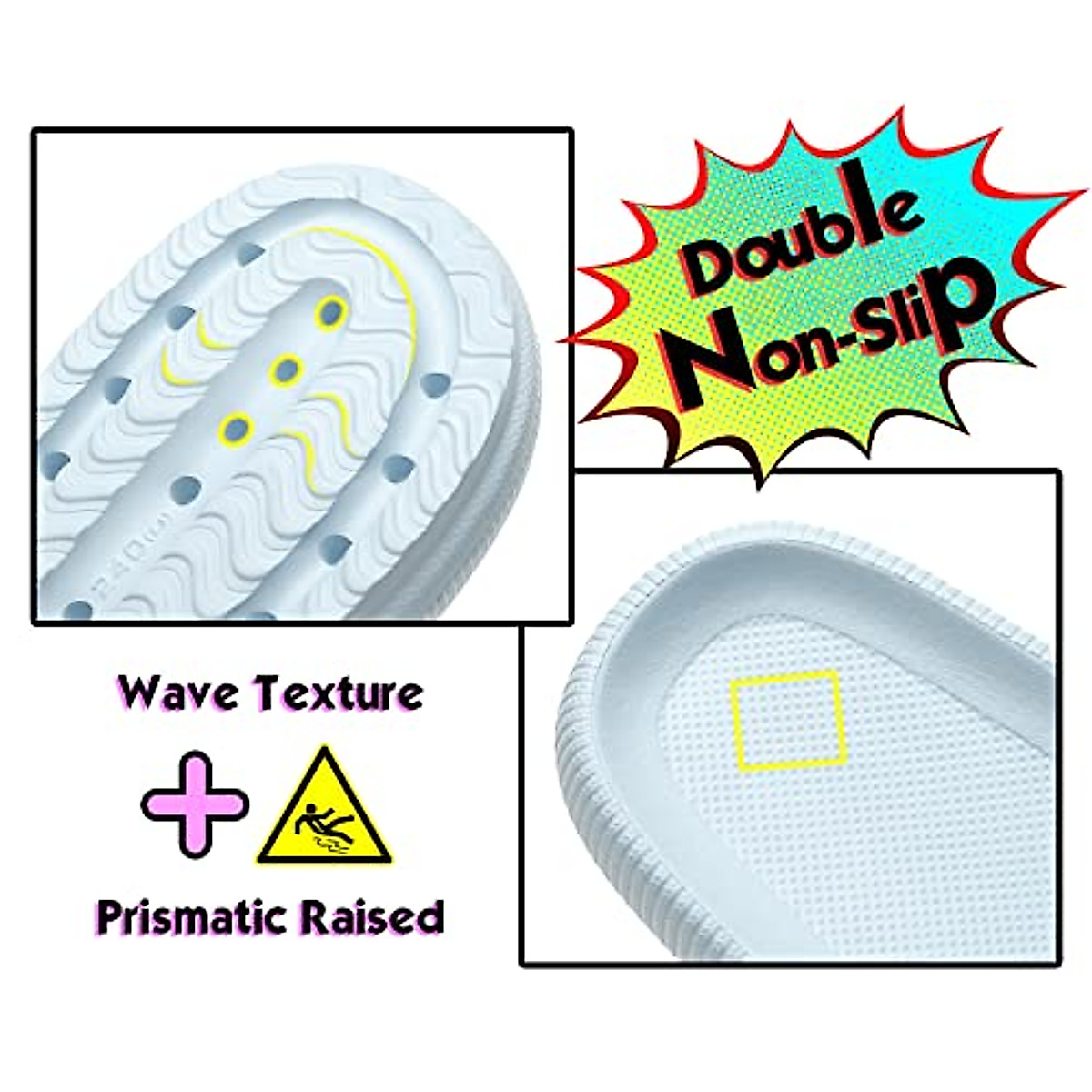 House Slippers For Women & Men - Cloud Slippers Non Slip Pillow Shower Slides Open Toe Comfy Quick Drying Bathroom Sandals For Spa Pool Gym Beach Indoor and Outdoor Sky Blue 4041