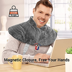 ZXU Jade Stone Heating Pad for Neck and Shoulder, 22" x26“ Electric Heated Neck Shoulder Wrap，Auto Shut Off Weighted 2.3lb,12 Heat Setting and 1-24h Auto-Off,Stay on Function,Hot Heated Pad