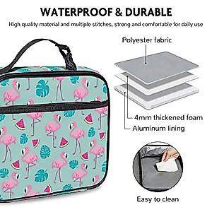 Insulated Lunch Box for Women Men, Large Capacity Reusable Lunch Bag with Front Pocket and Side Pocket, Meal Prep Cooler Tote for Work School Picnic Travel (Flamingo)
