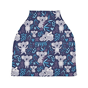 WELLDAY Baby Car Seat Covers Koala Bears Stretchy Breastfeeding Scarf Breathable Infant Carseat Canopy Nursing Covers Multi Use for Stroller High Chair Shopping Cart Boys and Girls