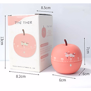 Cute Fruit Kitchen Timer Kitchen Craft Mechanical Wind Up 60 Minutes Timer 360 Degree Rotating Timer Kitchen Cooking Timer (Apple)
