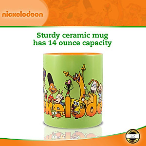 Silver Buffalo Nickelodeon Logo and Characters 90s Nostalgia Ceramic Mug, 14 Ounces