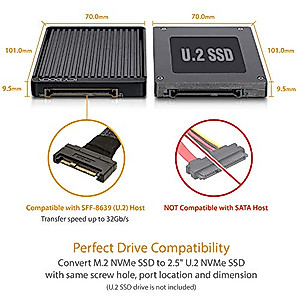 ICY DOCK M.2 PCIe 3.0/4.0 NVMe SSD to 2.5" U.2 SSD Converter / Mounting Adapter with Heatsink | EZConvert MB705M2P-B