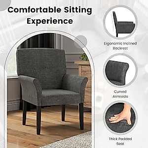 Giantex Office Waiting Room Chairs, Set of 2 Fabric Executive Guest Chair, Upholstered Reception Chair with Padded Arms, Backrest, Wood Legs, Guest Chairs for Meeting Room, Dining Room