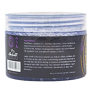 Amira Beauty Lavender Sugar Body Scrub Exfoliating Ultra Hydrating Moisturizing Scrub - Fights Cellulite & Stretch Marks (14oz)