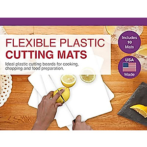 Arrow Plastic Flexible Cutting Mats - White Cutting Board, 10 Pack - Made in the USA, BPA Free - Ideal for Cutting and Chopping - Measures 15 x 12 Inches