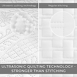Mellanni Full/Queen Bedspread Coverlet Set - Bedding Cover with Shams - Ultrasonic Quilting Technology - 3 Piece Oversized Quilt Set - Bedspreads & Coverlets (Full/Queen, White)