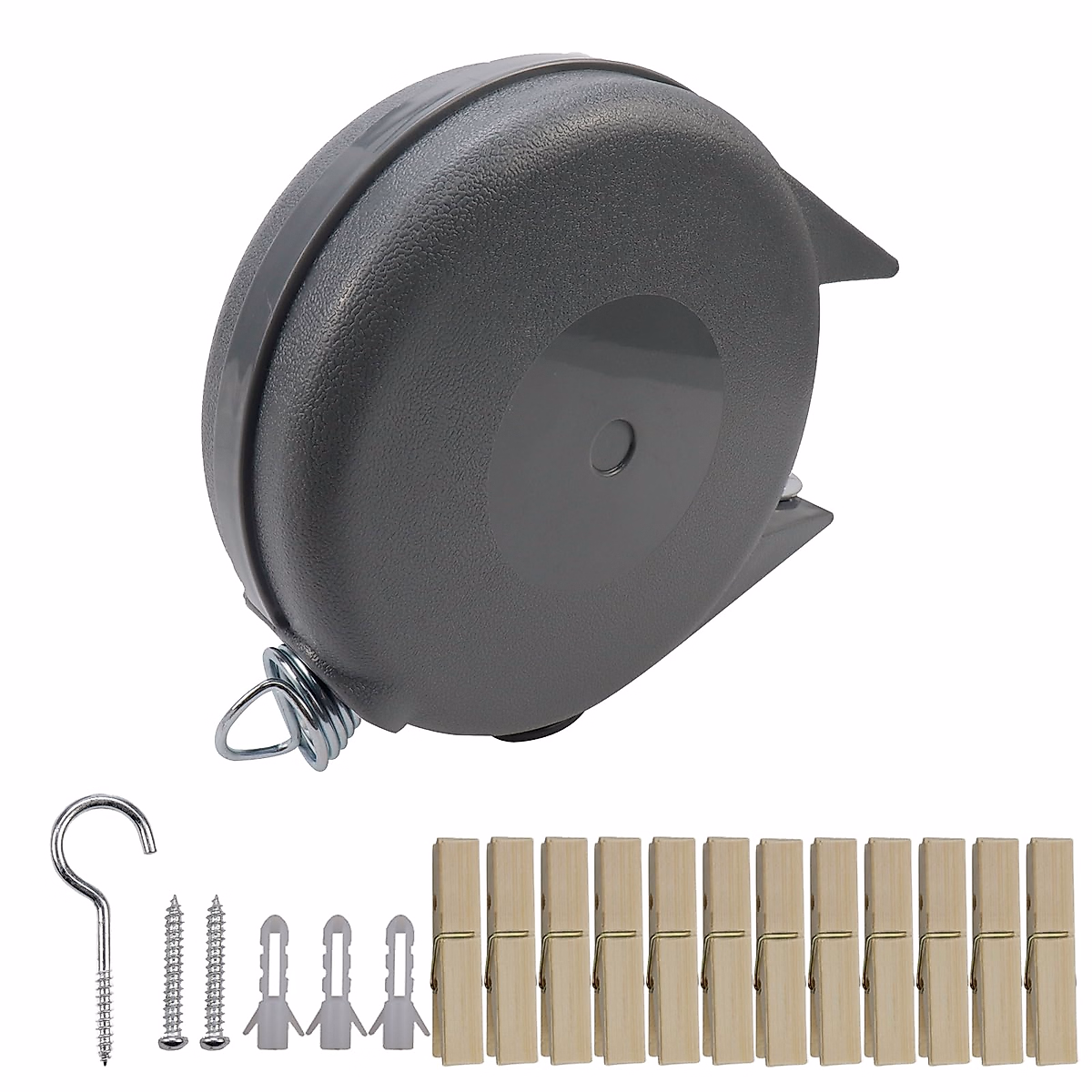 LC LICTOP Retractable Clothesline Portable Heavy Duty Indoor and Outdoor Washing Line 39 Feet for Wet or Dry Clothes(Grey)