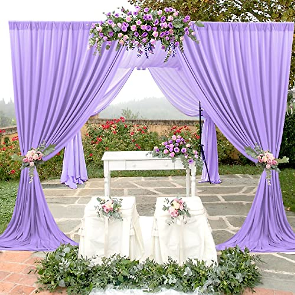 10ft x 7ft Lavender Backdrop Curtain for Parties Wedding Light Purple Wrinkle Free Backdrop Drapes Panels for Baby Shower Birthday Party Photo Photography Polyester Fabric Background Decoration