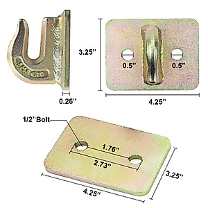 Robbor Grab Hook 5/16 in Bolt-on Grab Hook Grade 70 Forged Steel Tow Hook Work Well for Tractor Bucket, RV, UTV,Truck with Backer Plate and Hardware -2 PK