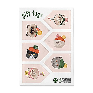 CENTRAL 23 Pink Wrapping Paper Christmas - 6 Sheets of GiftWrap - Cats in Hats - For Girls Women - Trendy Wrap for Kids - Holiday Festive Gifts - Recyclable