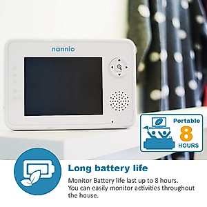 Nannio Comfy Ace Baby Monitor with Remote Pan-Tilt-Zoom Camera and 3.5inch LCD Screen, Infrared Night Vision, VOX, Alarm System, Two Way Talk, Lullaby, Baby Room Temperature