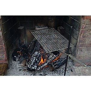 Heavy Duty Large Campfire Grill, Fully Adjustable Swiveling BBQ with long handle, Lifetime Durability, Perfect for Fire pits and rings. Easily portable for camping. Made in USA (15x21)