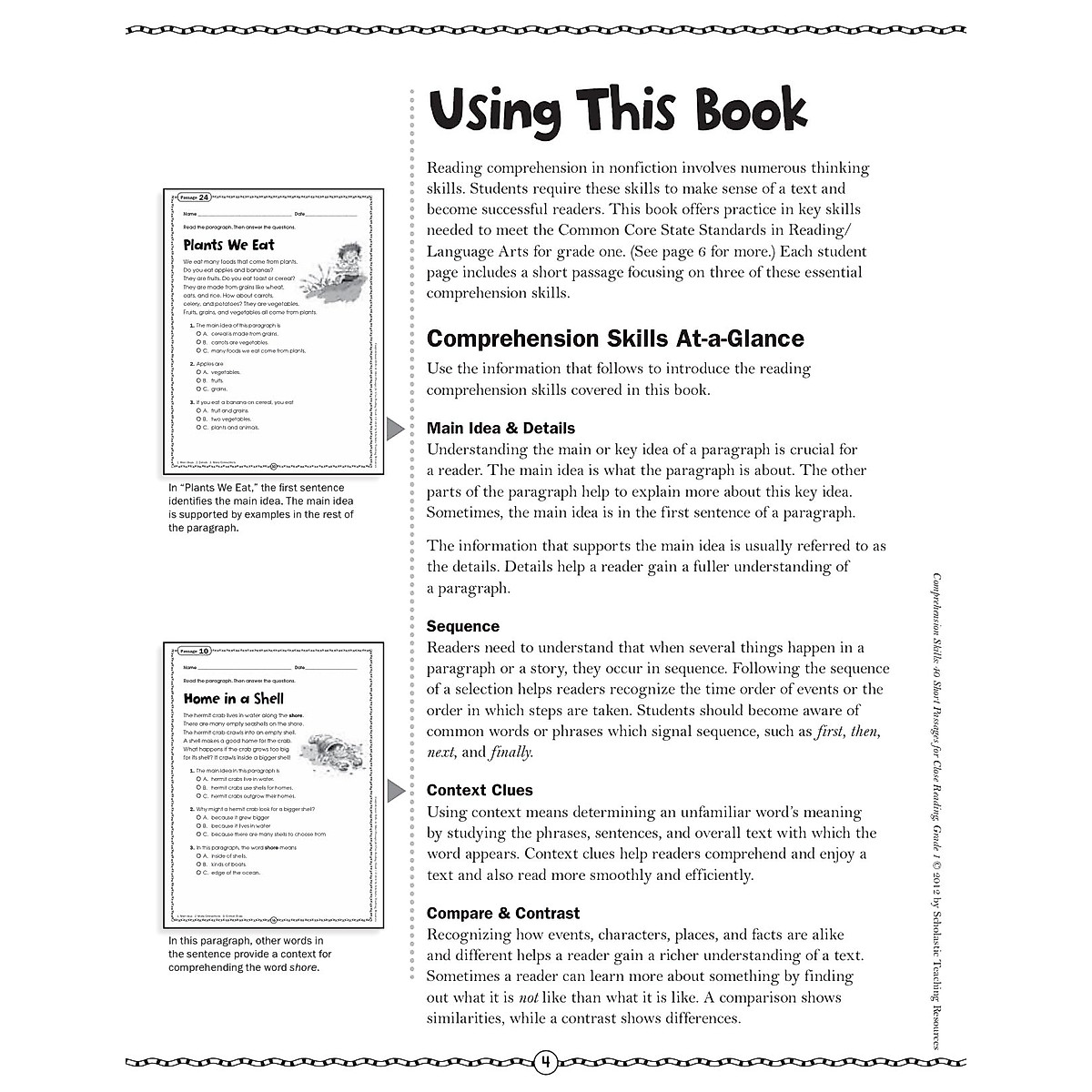 Comprehension Skills: Short Passages for Close Reading: Grade 1