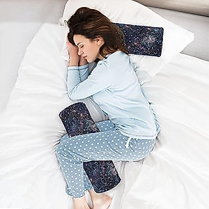 Vnurnrn Night Planets Galaxy Neck Support Pillow Round Neck Roll Bolster Cylinder Pillow Cervical Pillows Travel Pillow for Leg Knee Back Head Support for Study Work Men Women