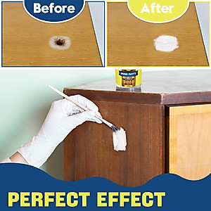 Wood Filler,Wood Putty - Wood Putty Filler, Wood Filler Paintable, Wood Furniture Repair Kit Can Quickly Repair Damaged Holes, Cracks and Chips. White Wood Filler - 9.87 Ounce (White)