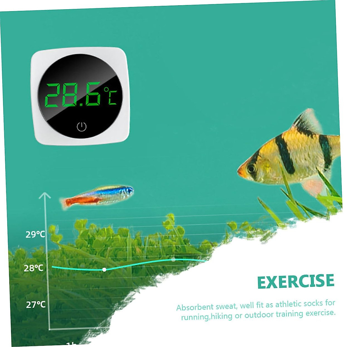 FRCOLOR 2 Pcs Thermometer for Aquarium Water Digital Water Stick on Mini Fish Small Fish Tank Heater Temperature Measure Tool Mini Heater Digital Measure Sticker White Electronic Plastic