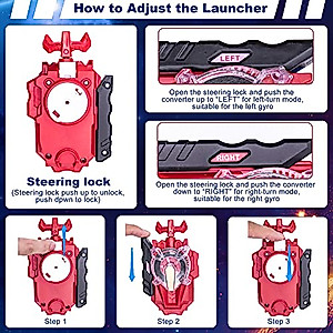 8 Pcs Bey Battling Tops with Battling Sparking String Launcher,2 Way (Left&Right) Sparking String Launcher with Stickers for Spinning Tops,Battling Gyros Game Gift for Boys Children Kids