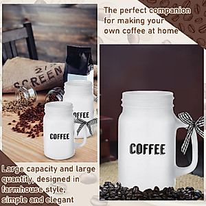 Dandat 6 Set of Matte White Mason Jar Coffee Cups 16 oz Farmhouse Mason Jar Mugs with Handles Coffee Drinking Glasses with Ribbon for Cold Coffee Beverages Cocktails Sodas Juice Decoration Storage