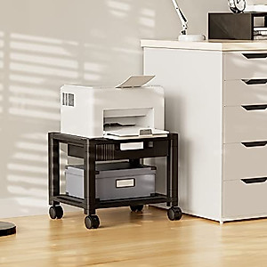MaxGear Printer Stand, Under Desk Printer Stand with File Storage and Cable Management, Height Adjustable Printer Cart, 2 Tier Computer Printer Desk Stand with 4 Wheels, 3D Printer Table for Office