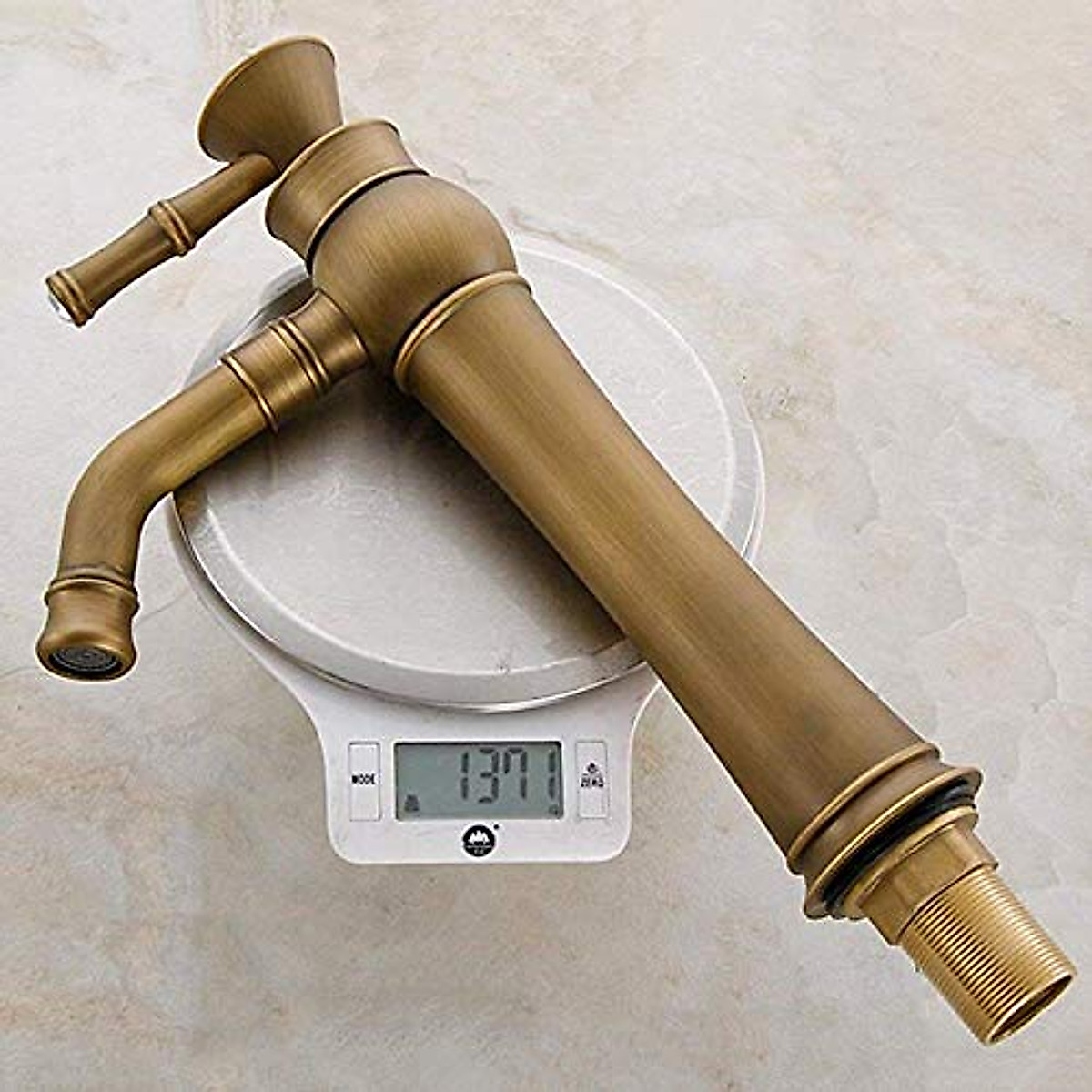 OQPJMYZ Antique Brass Brushed Retro Bath Faucet Bathroom High Basin Mixer with 360 ° Rotary Spout Vintage Retro Antique Nostalgic Country Style Mixer Tap,Kitchen Sink Taps Needed (Bronze)