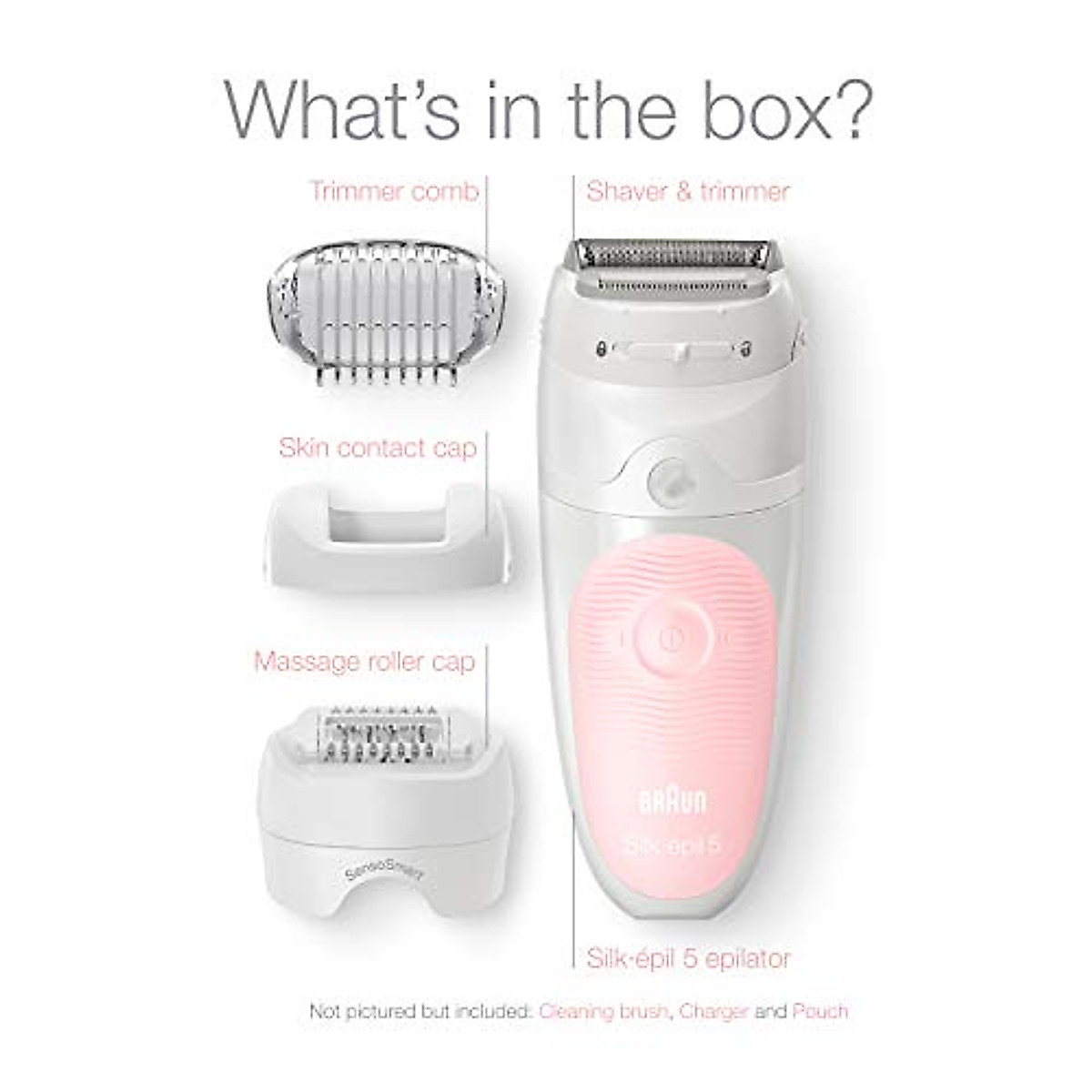 Braun Epilator Silk-épil 5 5-620, Hair Removal for Women, Shaver & Trimmer, Cordless, Rechargeable, Wet & Dry , 6 Piece Set