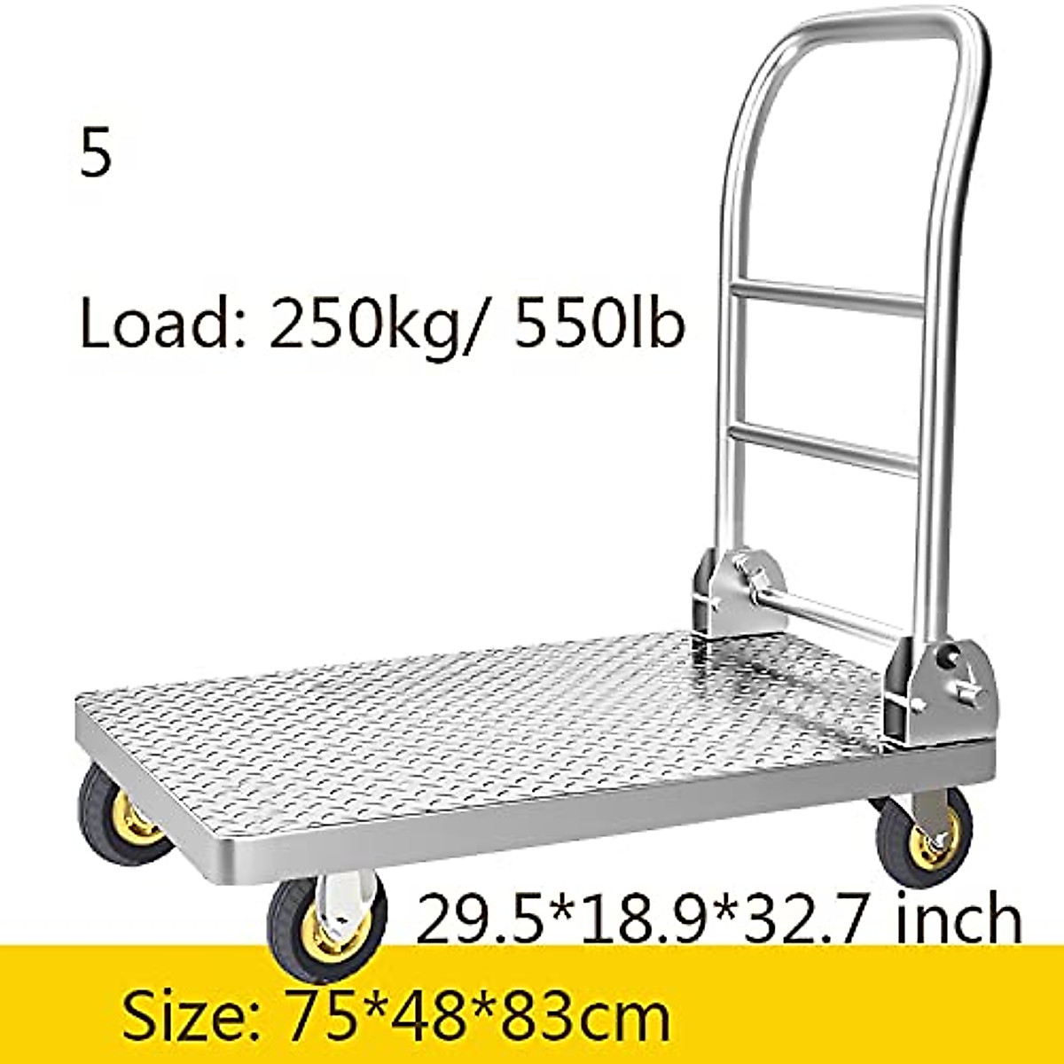 Generic Flatbed Hand Cart Folding Platform Truck Steel Chassis and Handle Moving Push Hand Truck for Warehouse Basements Rolling Flatbed Cart Easy Transport Heavy Duty Flatbed Cart (Size : 75 Mute f