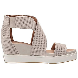 Dr. Scholl's Shoes Women's Sheena Wedge Sandal, Oyster Microfiber Perforated, 8 M US