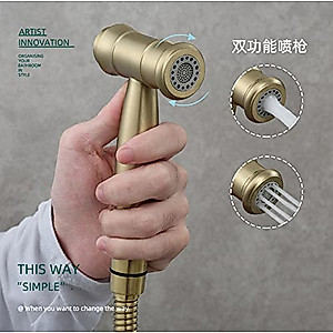 MINJING Handheld Bidet Sprayer for Toilet, 2- Function, Wall Mounted Hot and Cold Faucet Mixer Tap, Bathroom Handheld Toilet Bidet Faucet Women Flusher Sprayer Kit,Brushed