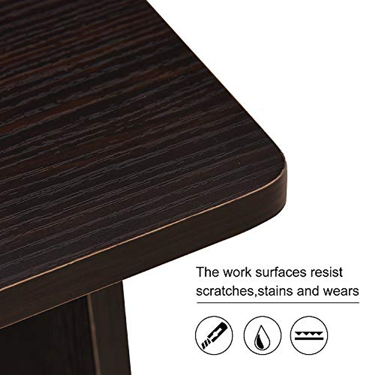 Mcombo Modern Computer Desk with Hutch L Shaped Gaming Desk Corner Desk with Shelves for Small Space Home Office Dark Brown 7194BK 47.24 W x 41.93 D x 53.15 H Inch