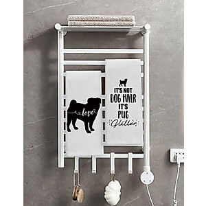 Knibeo Pug Kitchen Towels Set - Pug Gifts, Set of 2, 16x24 Inch Pug Tea Towels Dish Towels, Pug Bathroom Hand Towels, Pug Dog Towels, Pug Decor