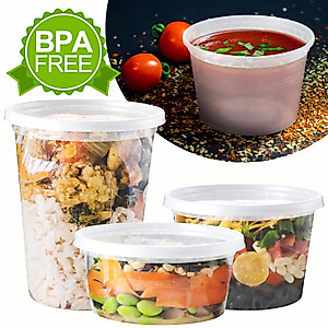 NEEBAKE 60 Set Deli-Containers-with-Lids: [8oz 16oz 32oz] Combo Plastic-Food-Storage-Containers-with-Lids, Microwaveable & Freezer Safe To-Go-Containers, Leak-proof BPA-Free Meal-Prep-Containers