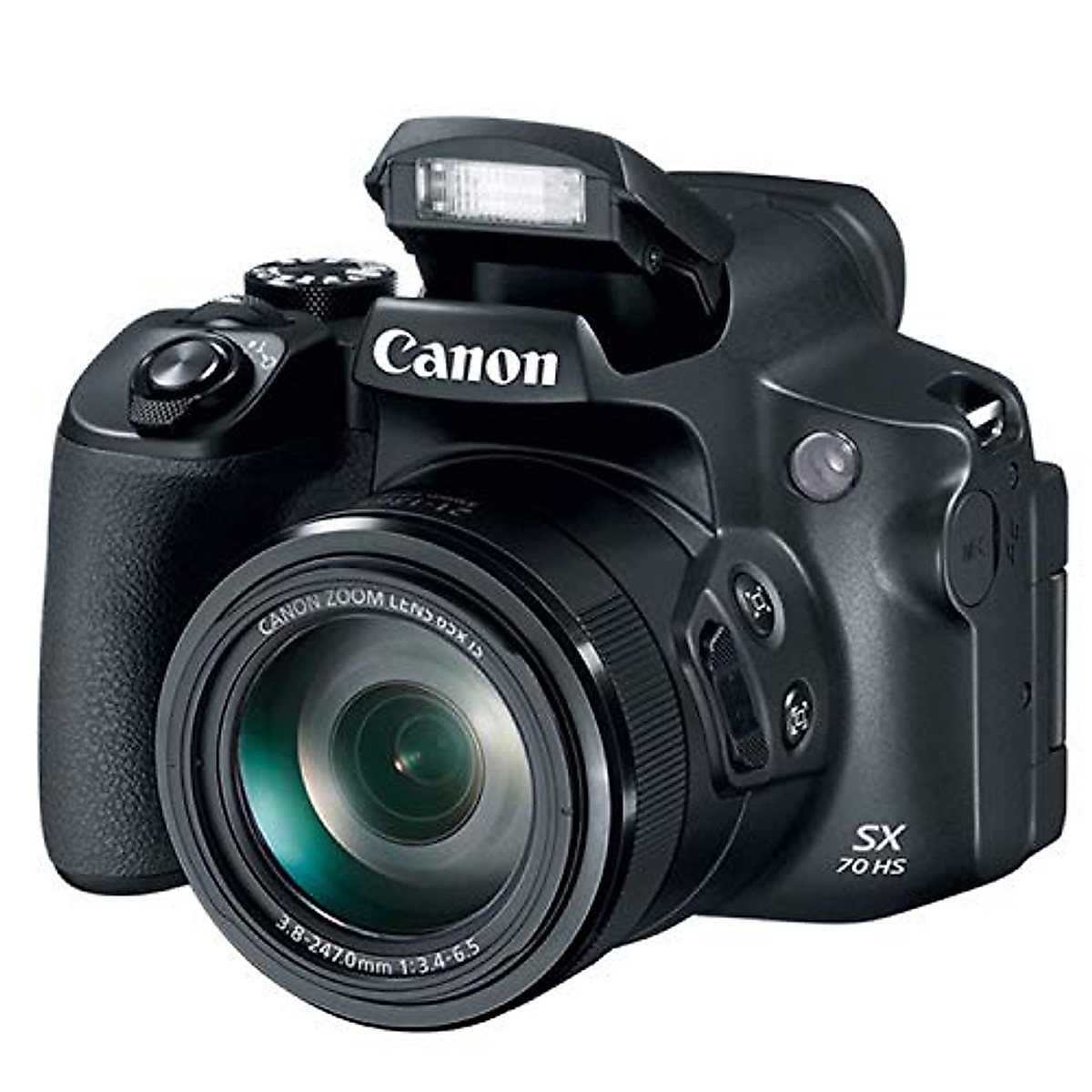 Canon Powershot SX70 20.3MP Digital Camera 65x Optical Zoom Lens 4K Video 3-inch LCD Tilt Screen (Black) + 32GB Bundle